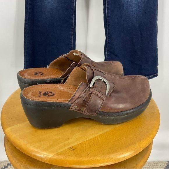CROCS | Shoes | Crocs Brown Leather Clogs 9 | Poshmark